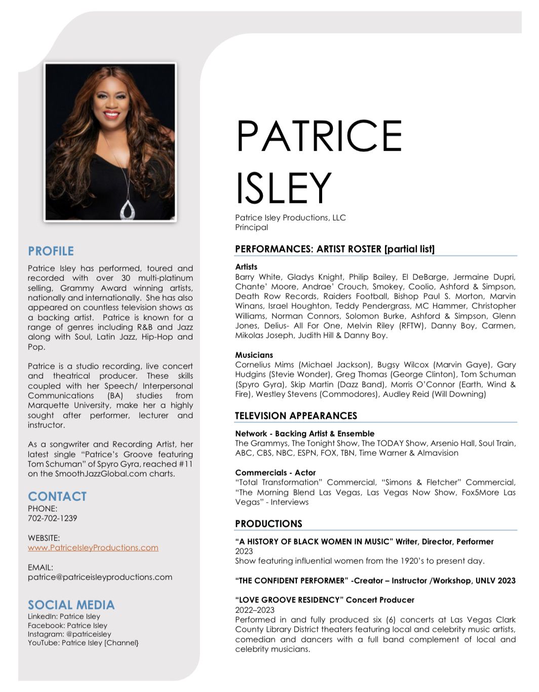 Patrice Isley - Bio