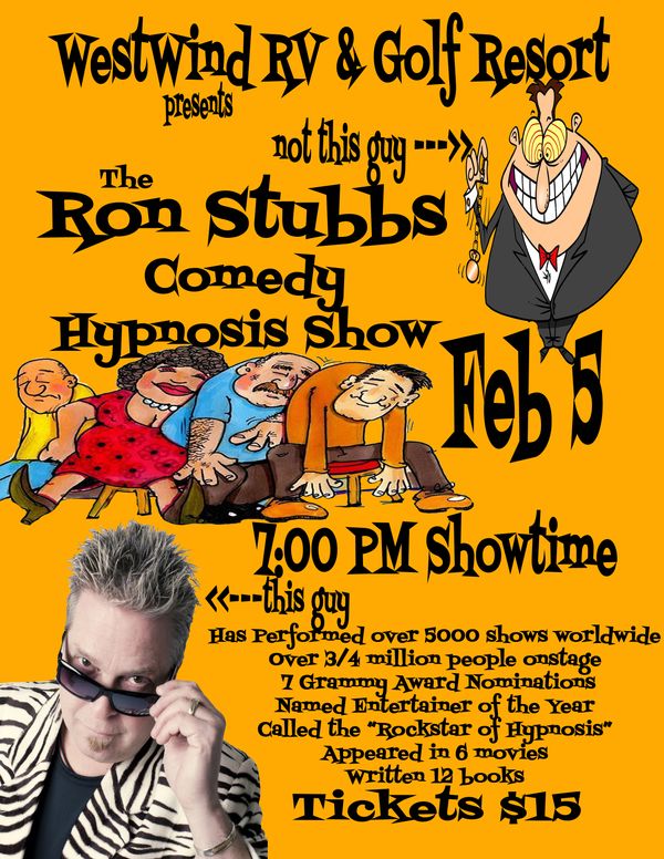 Ron Stubbs - Rock and Roll Hypnotist - Show Calendar