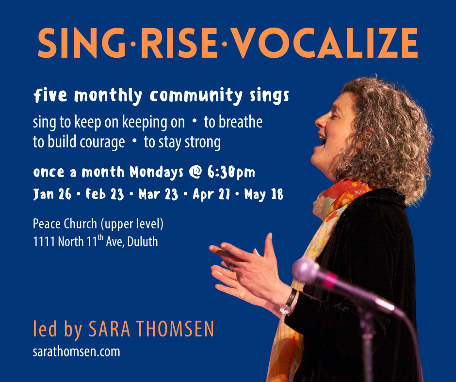 Sing Rise Vocalize: A Community Sing led by Sara @ Peace Church - Jan ...